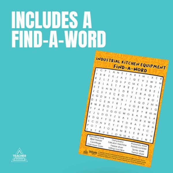 Industrial Kitchen Equipment Find-a-Word - Teacher Professional Development