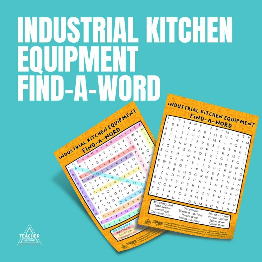 Industrial Kitchen Equipment Find-a-Word - Teacher Professional Development