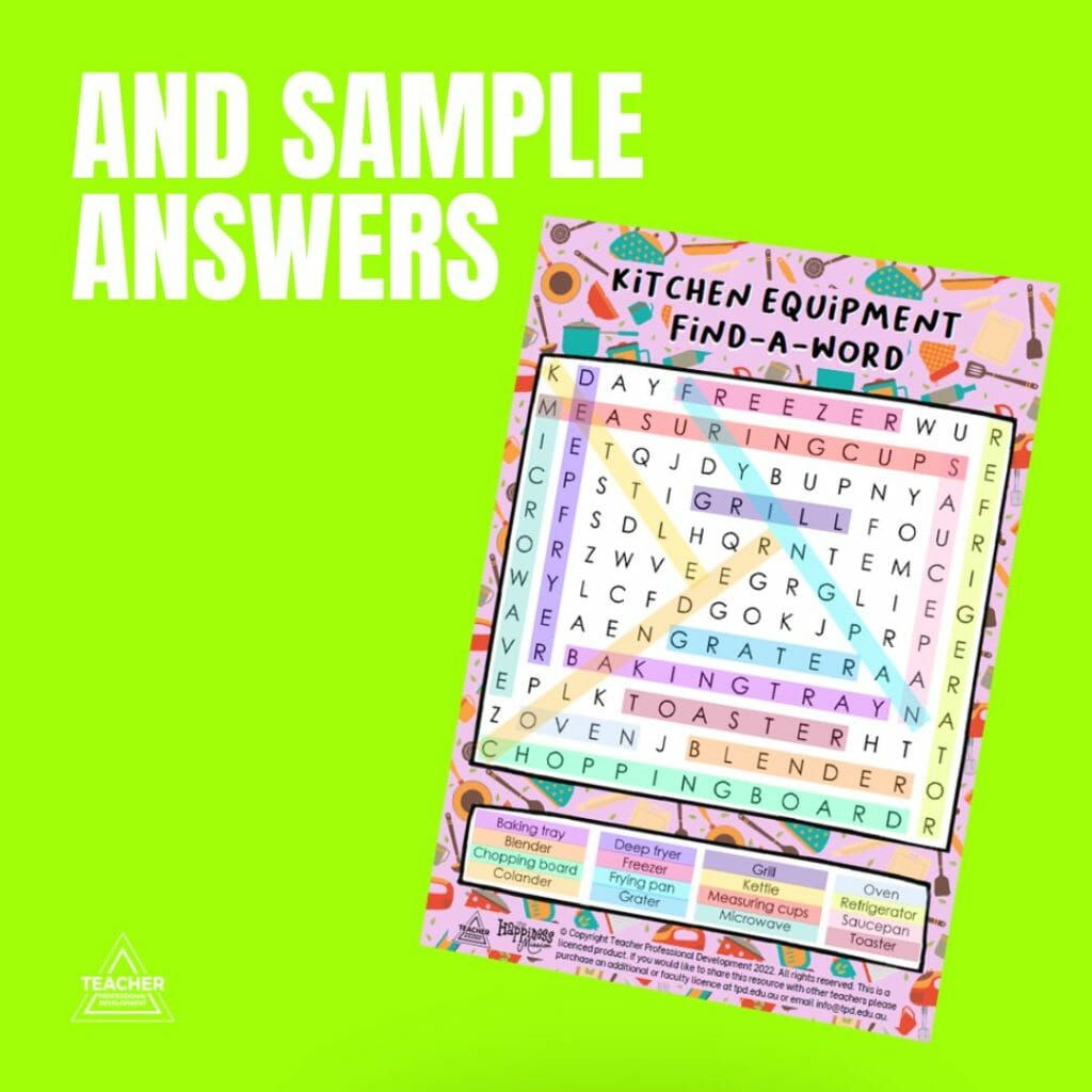 Kitchen Equipment Find-a-Word