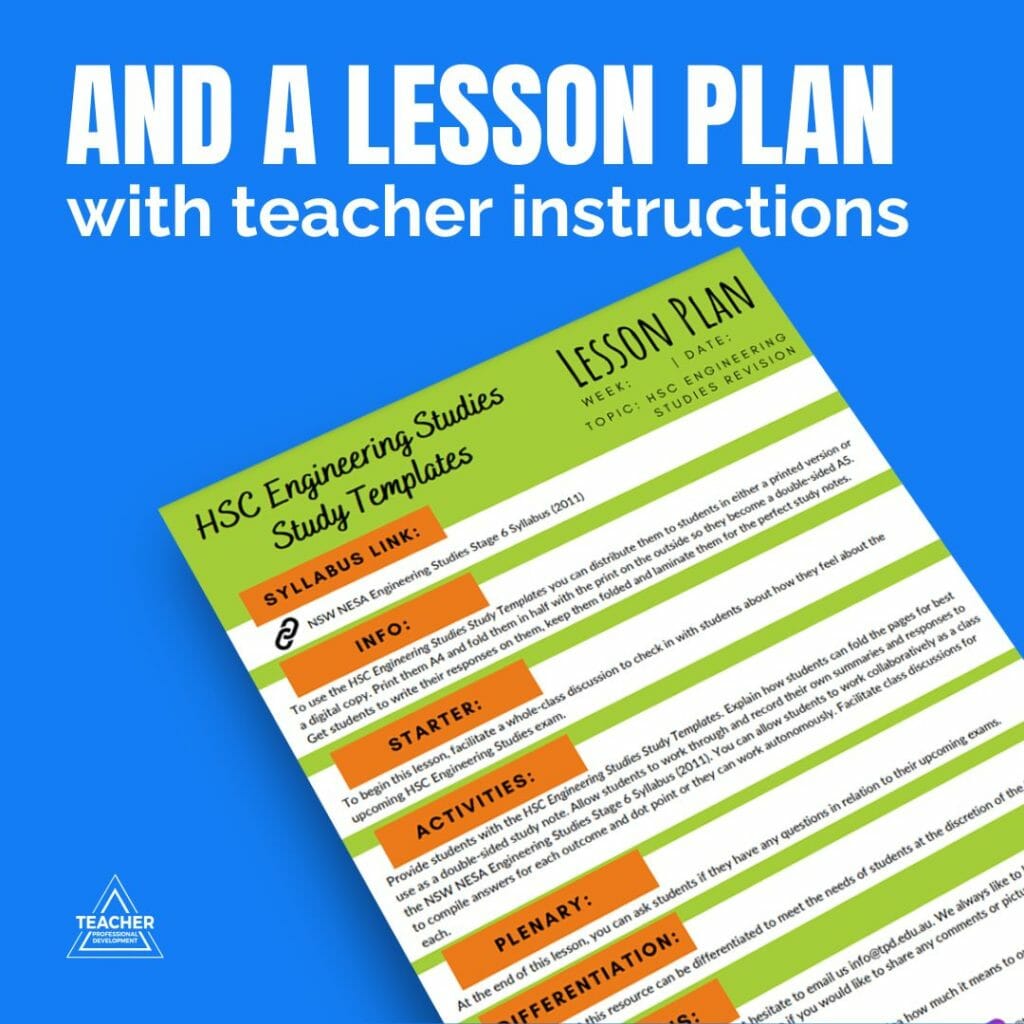 HSC Engineering Studies Study Templates - Teacher Professional Development