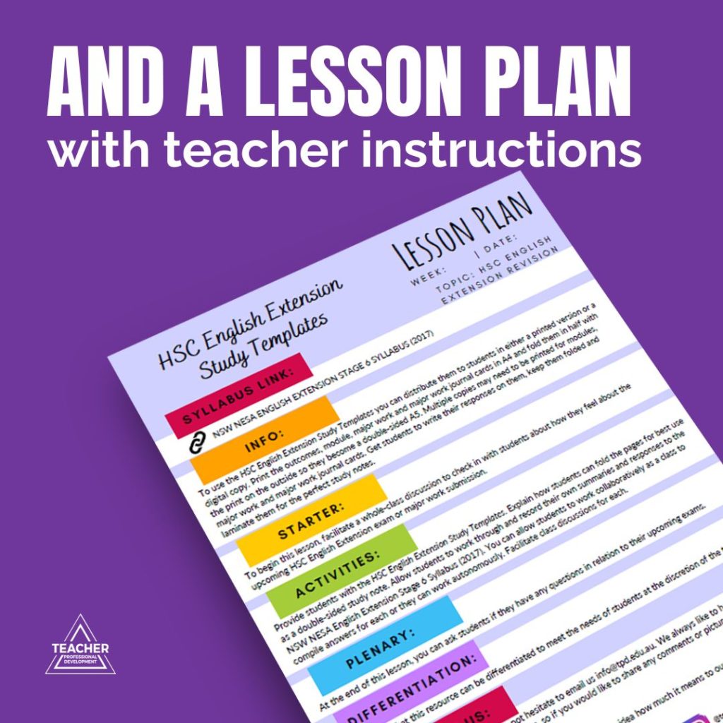 HSC English Extension Study Templates - Teaching Resource