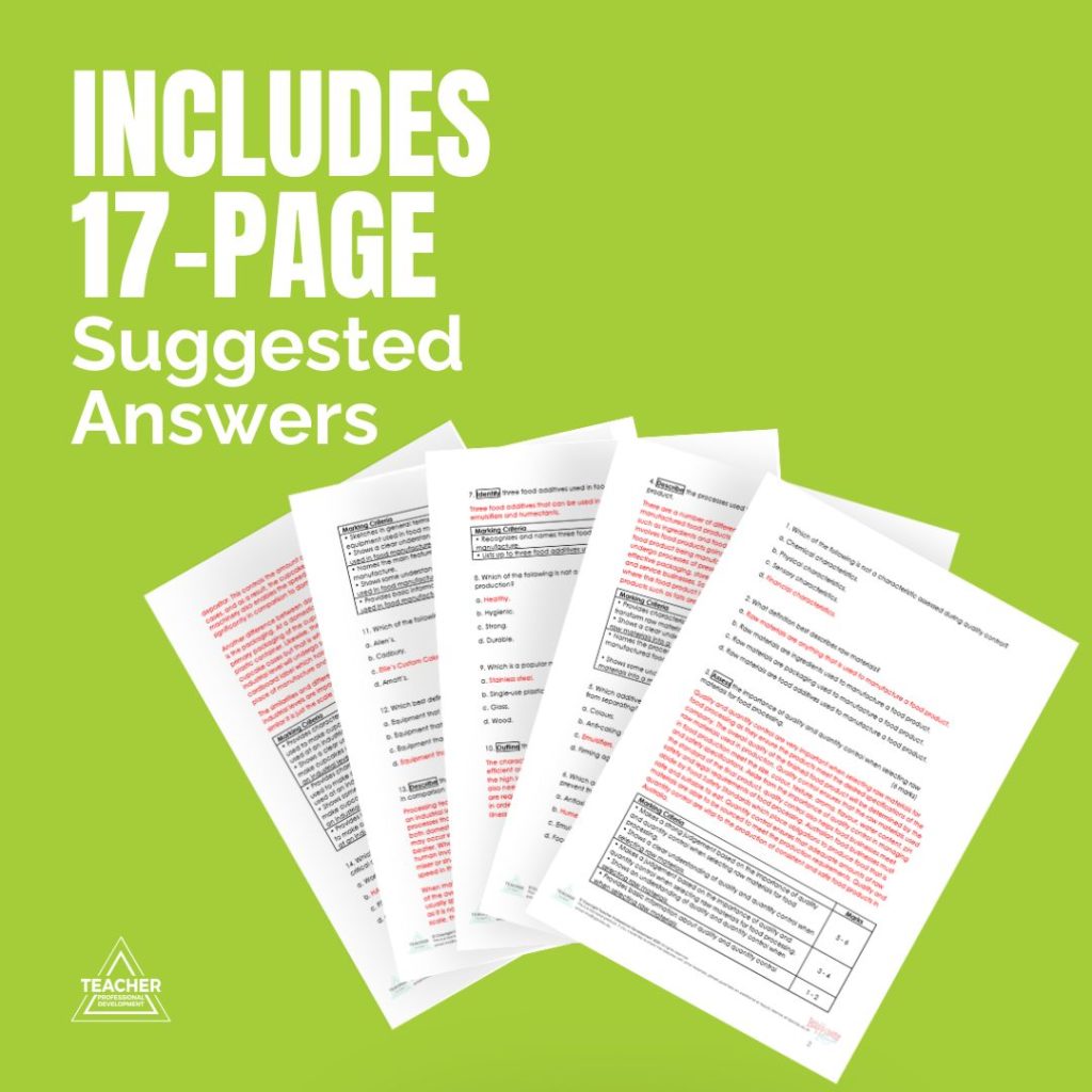 HSC Food Manufacture Revision Pack - Teacher Professional Development