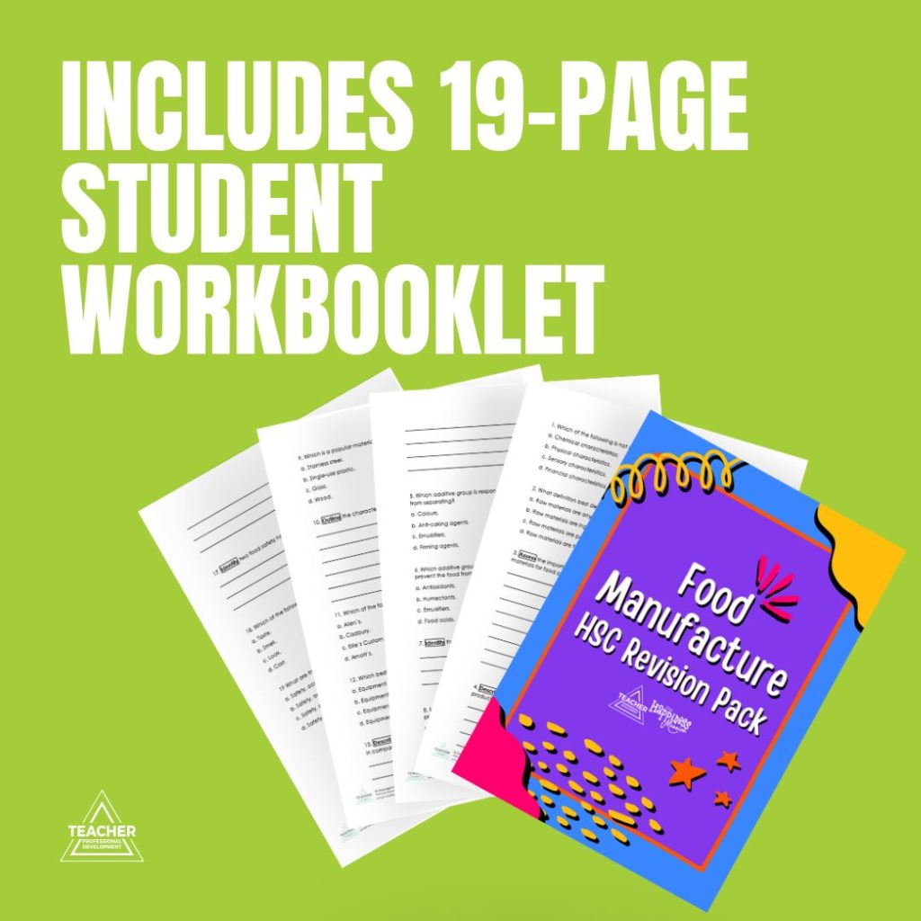 HSC Food Manufacture Revision Pack - Teacher Professional Development