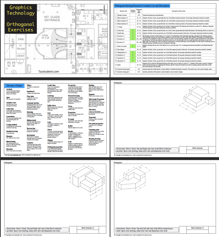 Technical Drawing and Graphics - Set 1 "Orthogonal Drawing" - Teaching ...