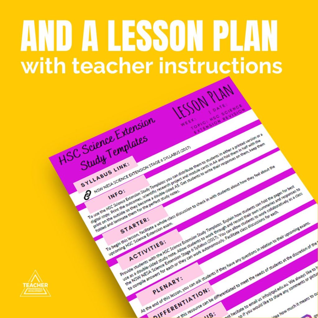 HSC Science Extension Study Templates - Teaching Resource