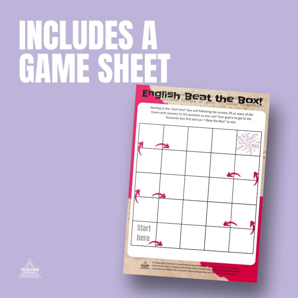 English Beat the Box - Teacher Resource Game