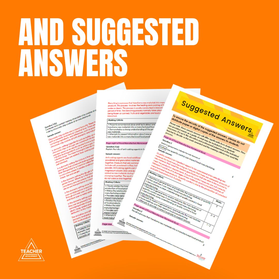 HSC Food Manufacture Homework Book v.3 - Teacher Professional Development