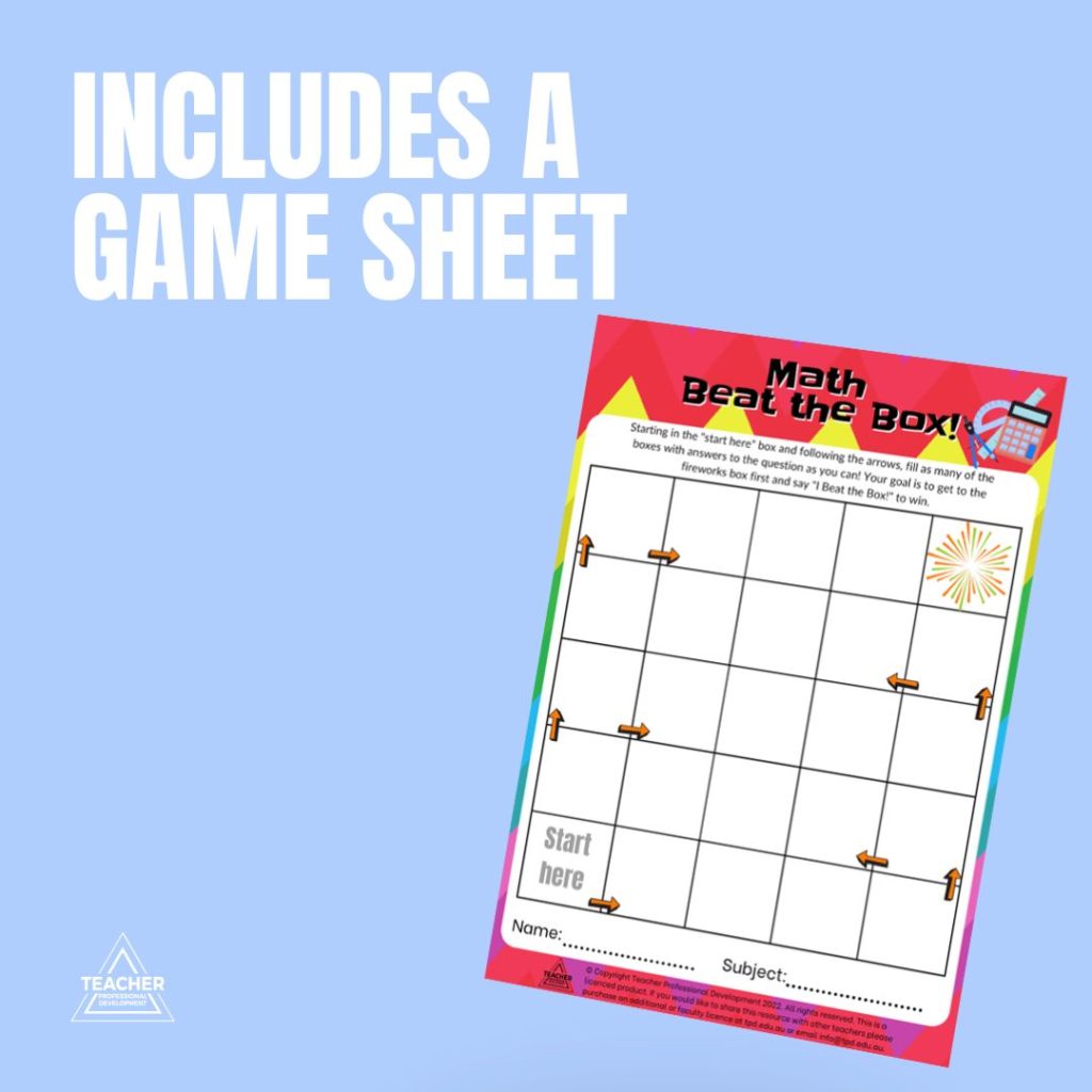 Math Beat the Box - Math Teacher Resource Game