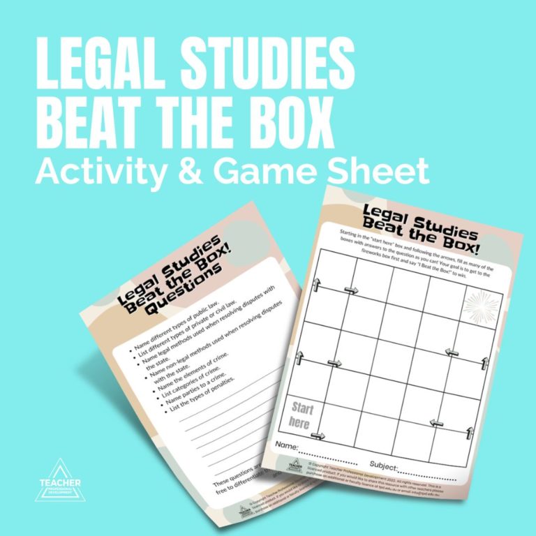 Legal Studies Beat the Box - Teacher Resource Game