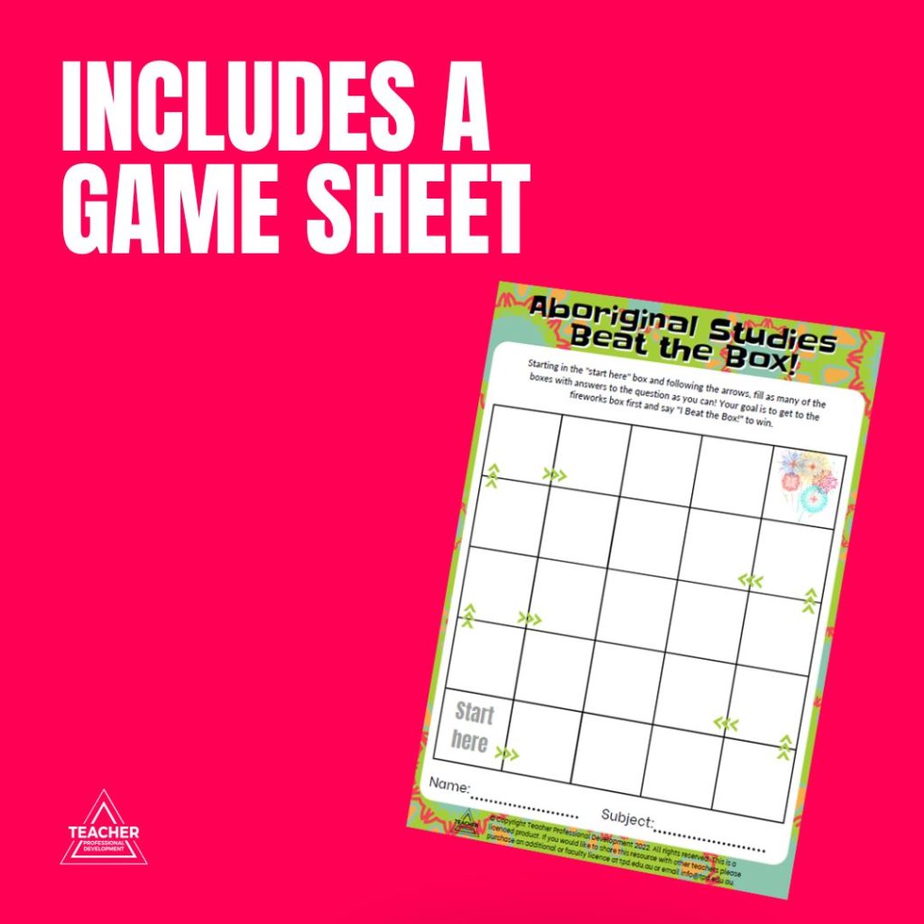 Aboriginal Studies Beat the Box - Teacher Resource Game