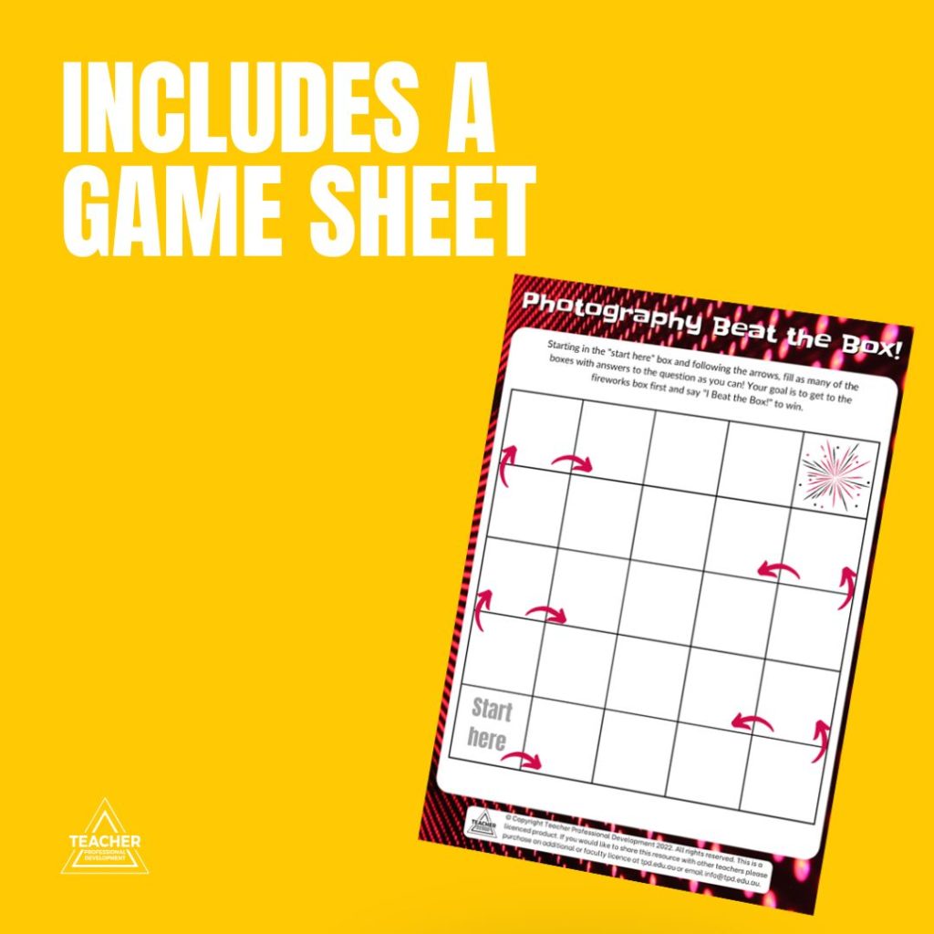 Photography Beat the Box - Teacher Resource Game