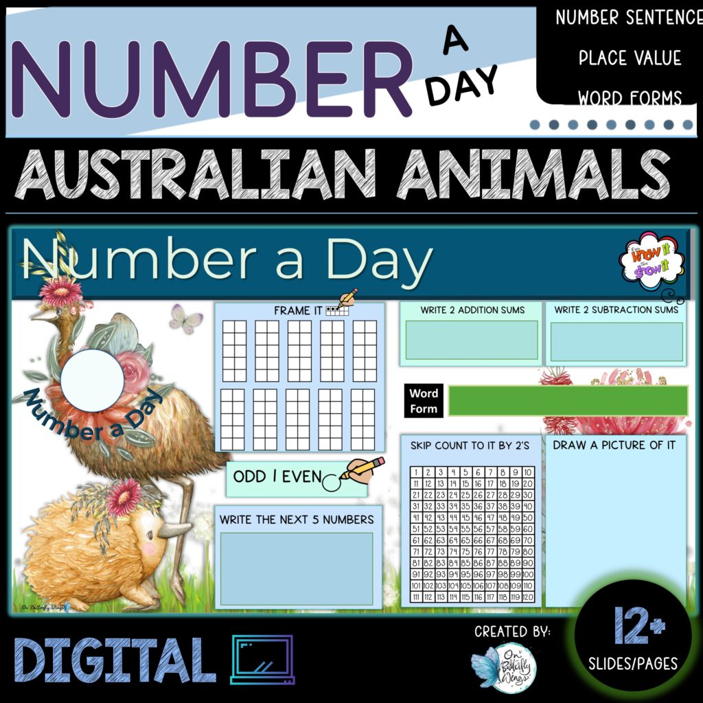 Number of the Day Digital Australian Animals - Teacher Resources