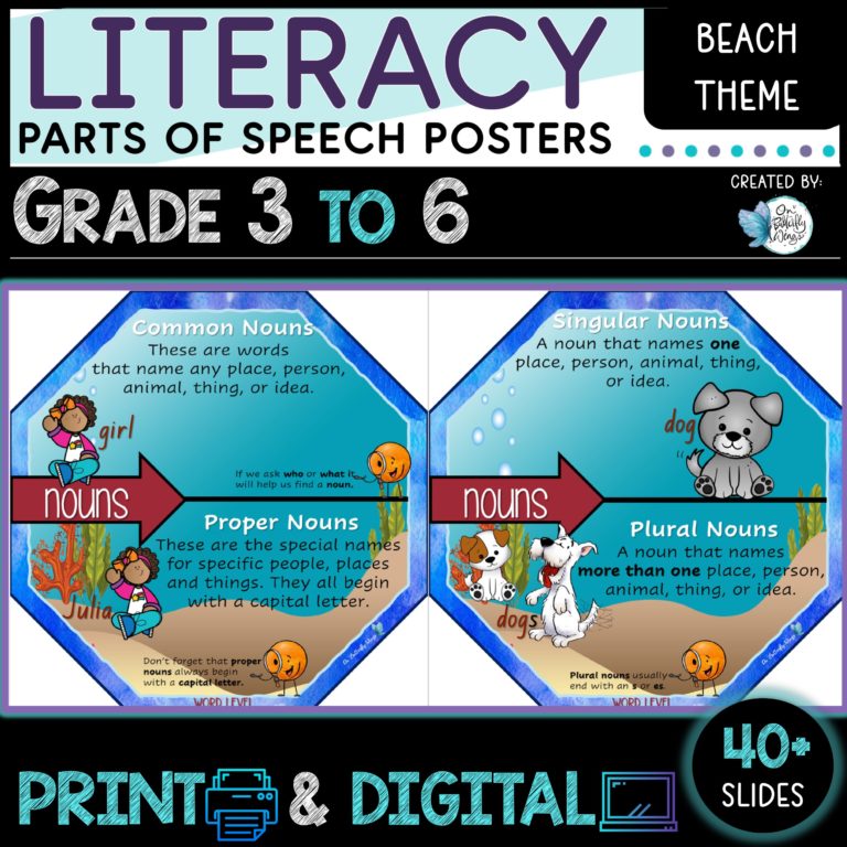 Parts of Speech Posters Beach - Teacher Resource