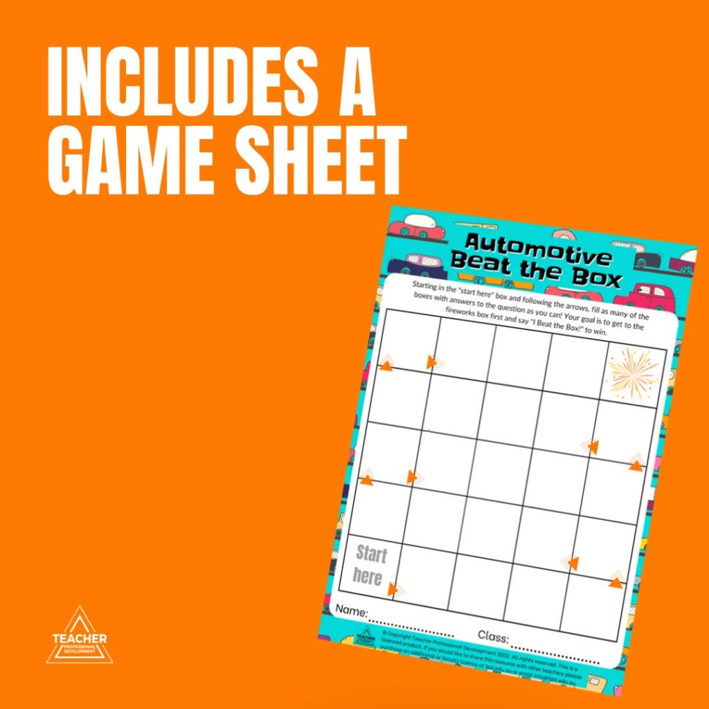 Automotive Beat the Box - Teacher Resource Game