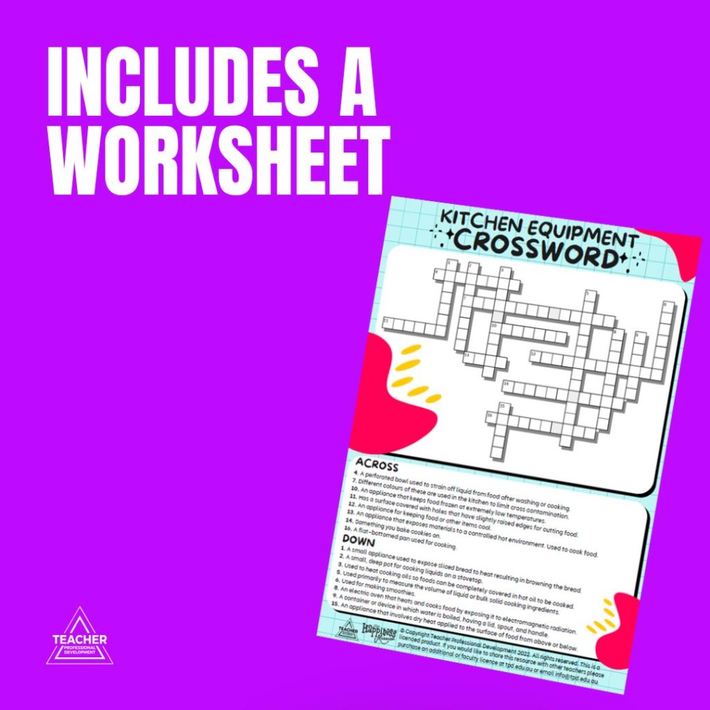 Kitchen Equipment Crossword - Teacher Resource