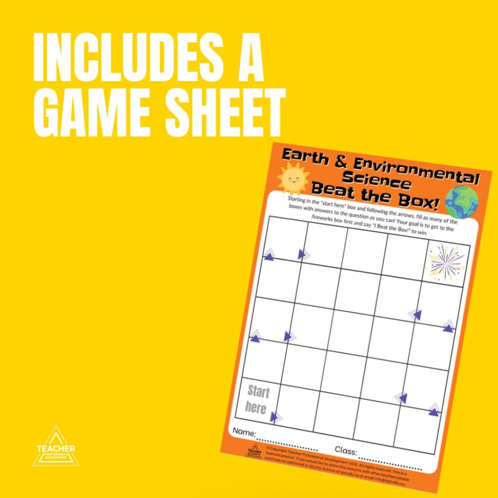 Earth and Environmental Science Beat the Box - Resource Game