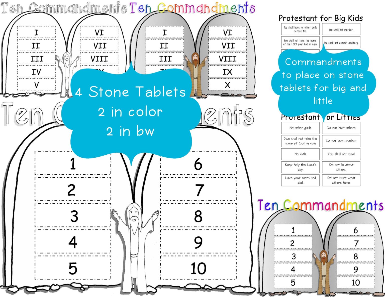 Ten Commandments Cut & Paste Worksheets for Kids - Catholic - Teacher Professional Development