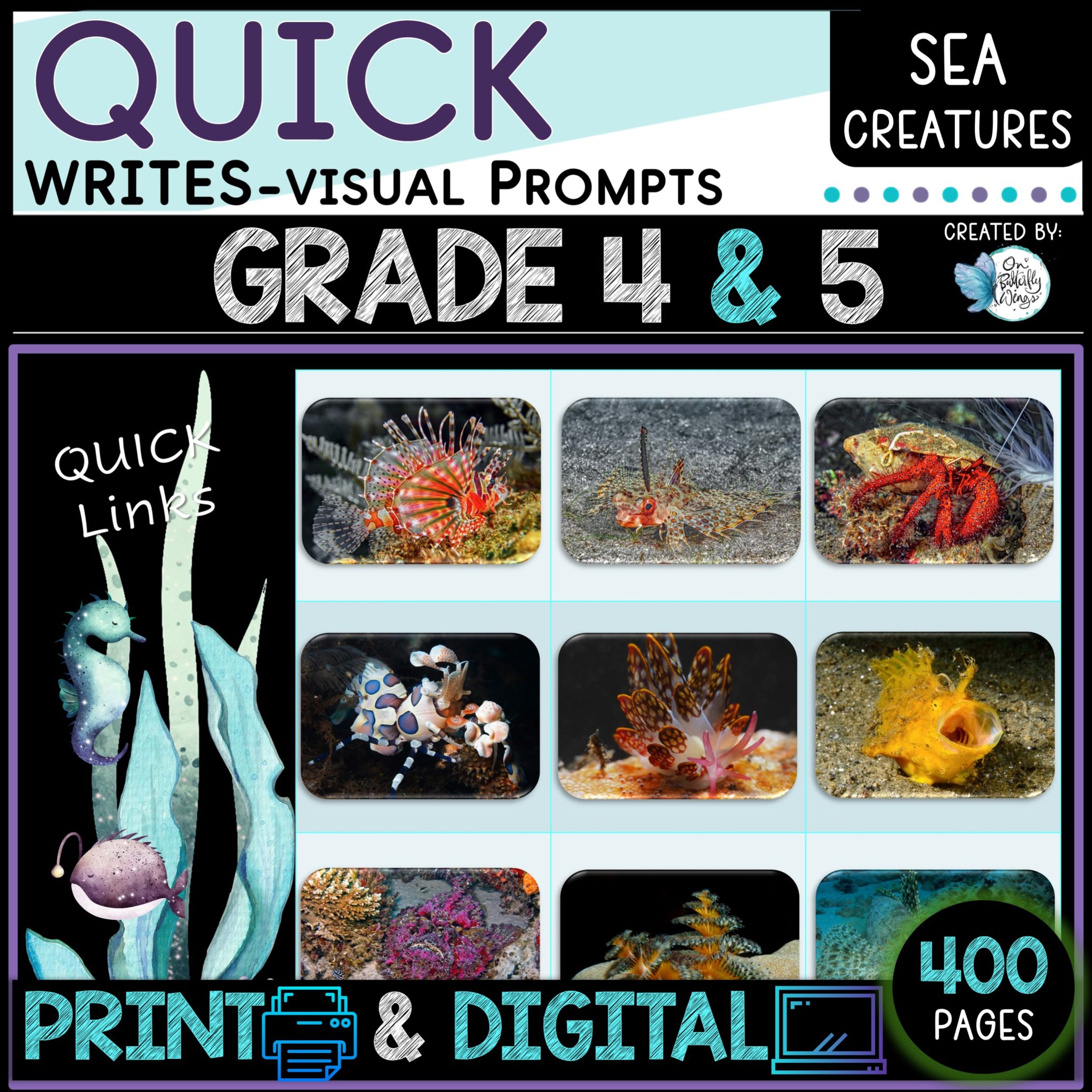 Visual Writing Prompts Sea Creatures - Teacher Resources