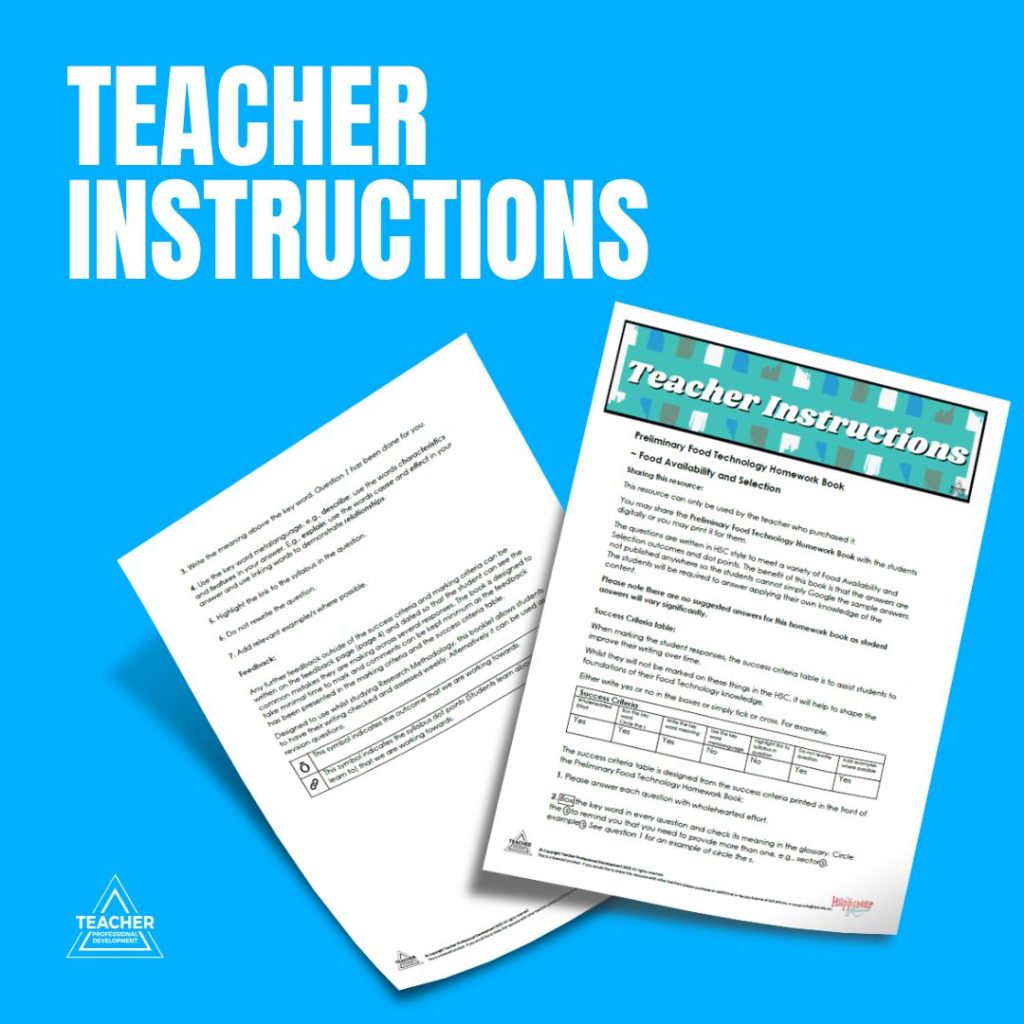 Preliminary Food Availability And Selection Homework Book Resource