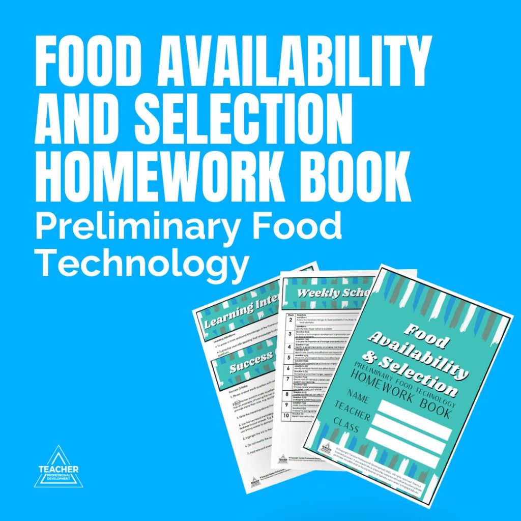 PRELIMINARY Food Availability and Selection Homework Book - Resource