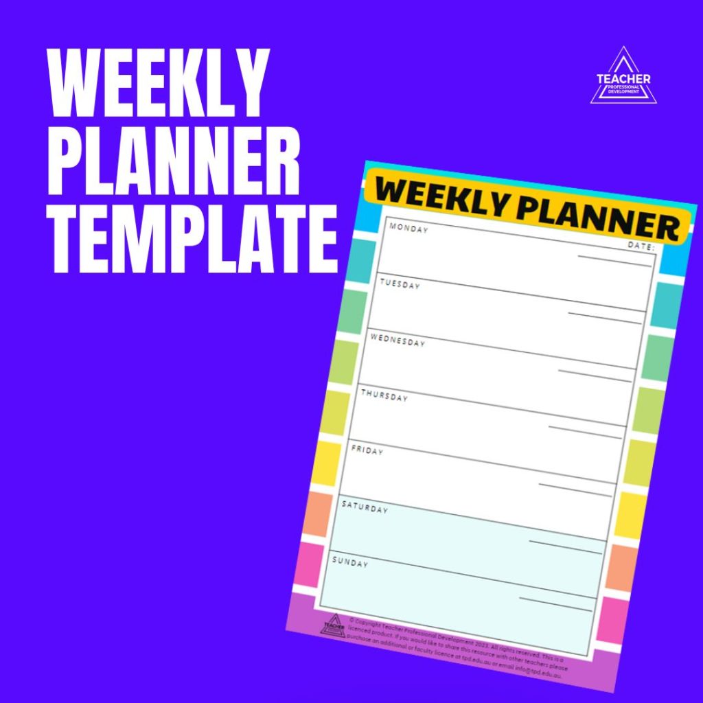Weekly Planner Template - Teacher Resource