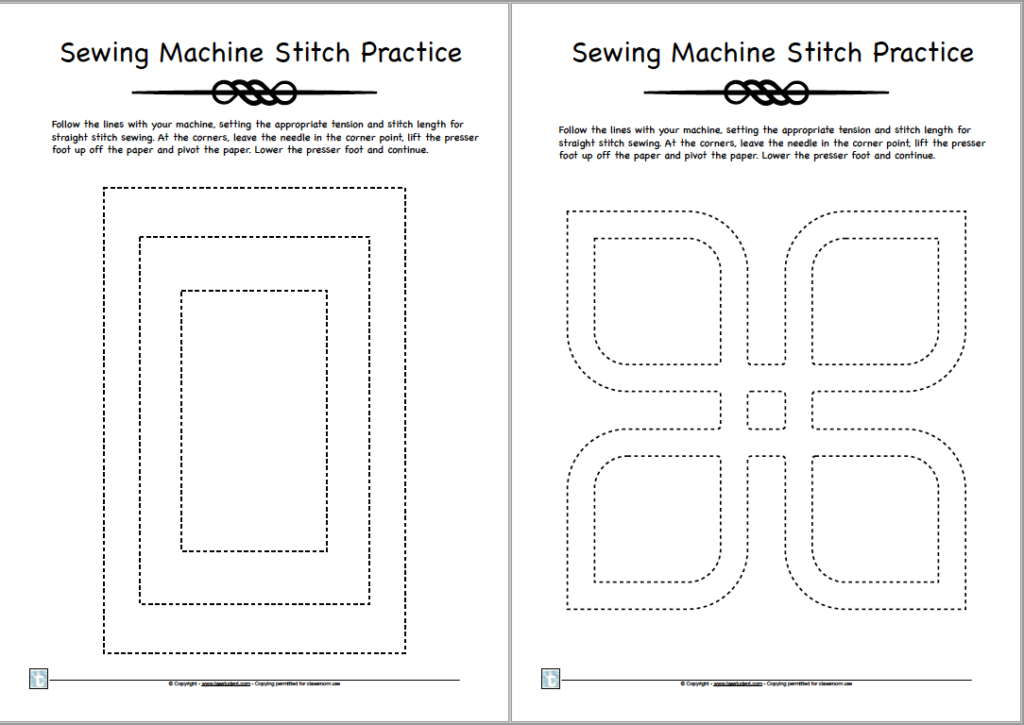 Sewing Machine Practice Sheets for Textiles Classes - Teacher ...