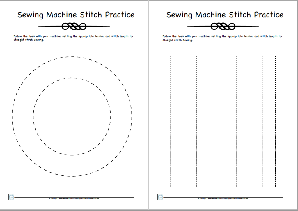 Sewing Machine Practice Sheets for Textiles Classes - Teacher ...
