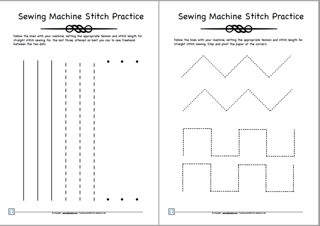 Sewing Machine Practice Sheets for Textiles Classes - Teacher ...
