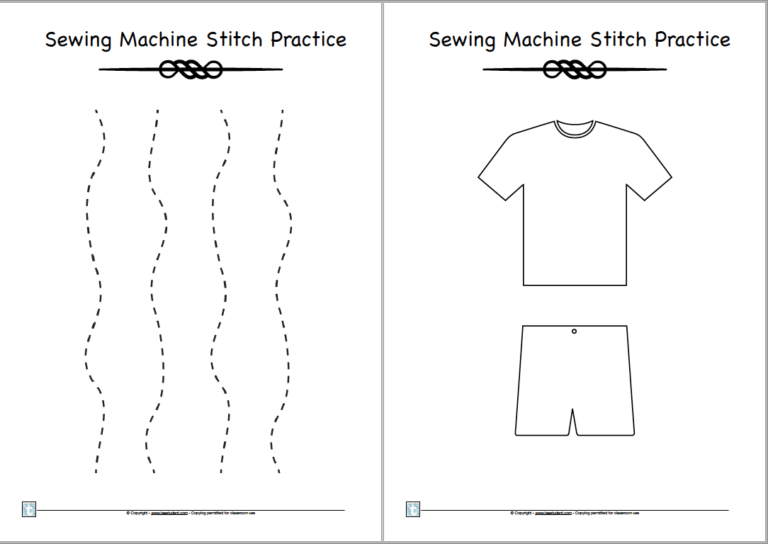 Sewing Machine Practice Sheets for Textiles Classes - Teacher ...