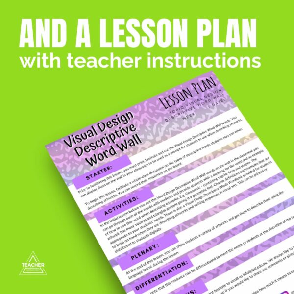 Visual Design Descriptive Word Wall - Teaching Resource