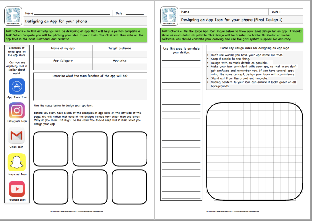 Design & Technology Lessons - Set 2 "Phone App Design" - Teaching Resources