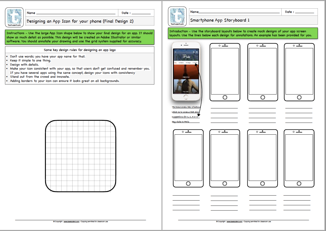 Design & Technology Lessons - Set 2 "Phone App Design" - Teaching Resources
