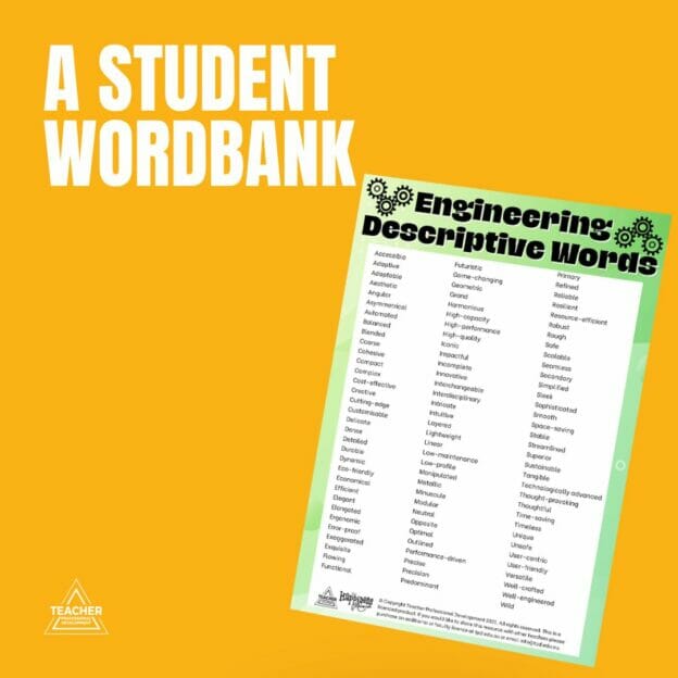 Engineering Descriptive Word Wall Teaching Resource