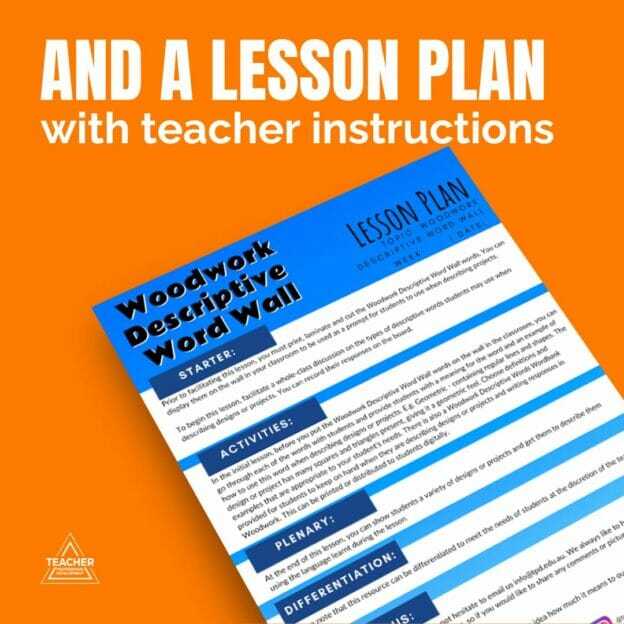 Woodwork Descriptive Word Wall - Teaching Resource