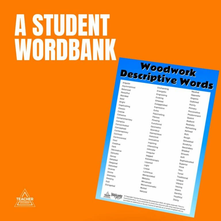 Woodwork Descriptive Word Wall - Teaching Resource