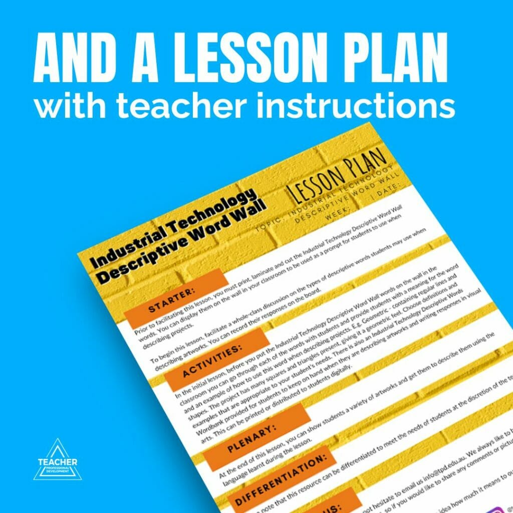 Industrial Technology Descriptive Word Wall - Teaching Resource