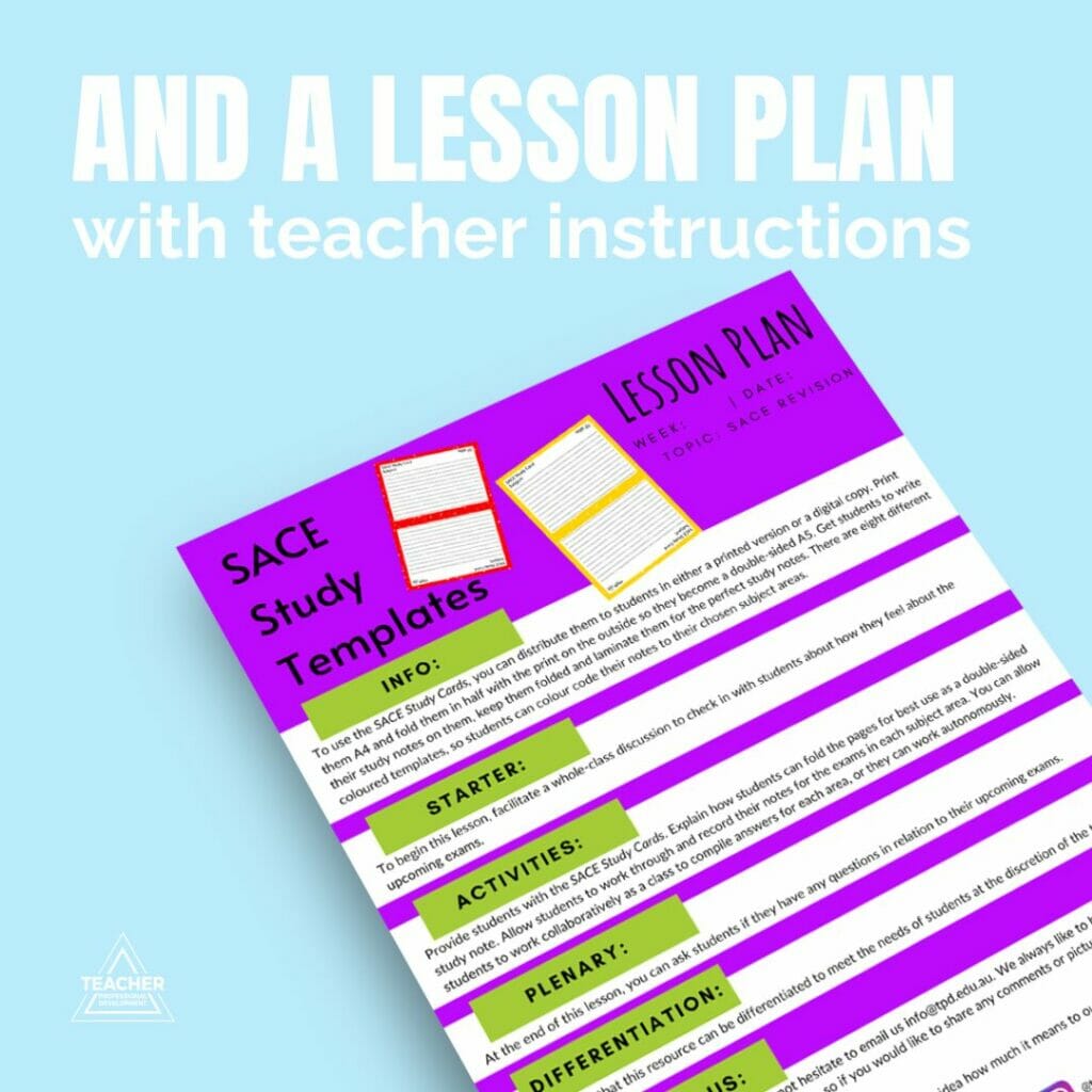 SACE Study Templates - Teaching Resource