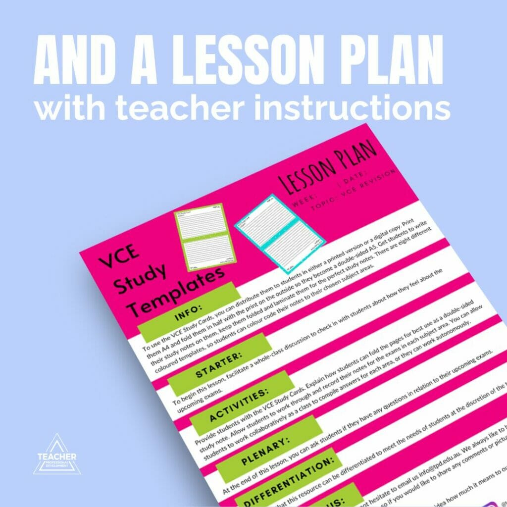 VCE Study Templates - Teaching Resource