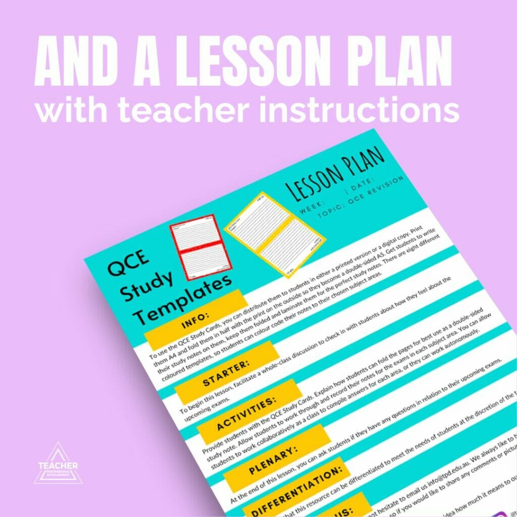 QCE Study Templates - Teaching Resource