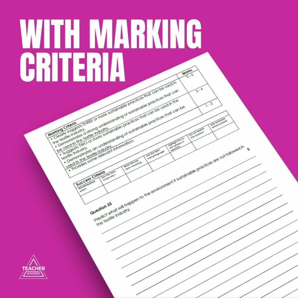 HSC Textiles and Design Homework Book Teaching Resource