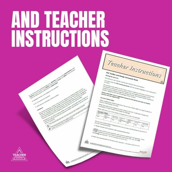 HSC Textiles and Design Homework Book Teaching Resource