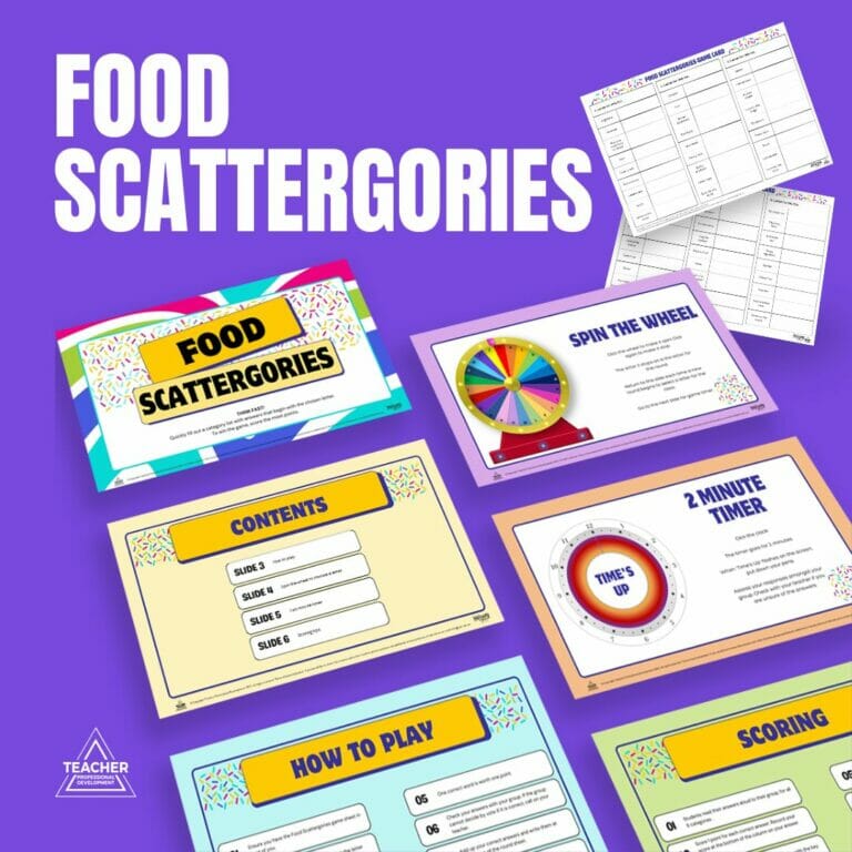 Food Scattergories - Teacher Professional Development