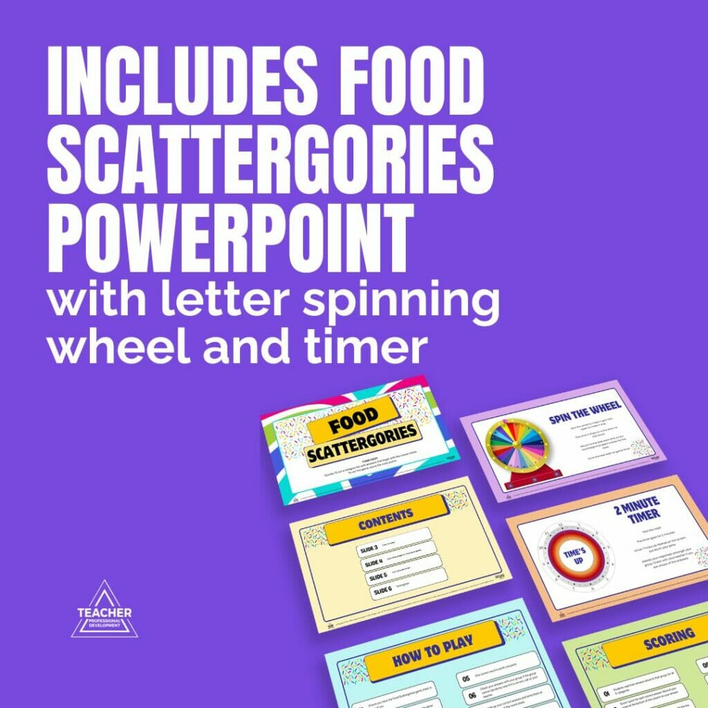 Food Scattergories - Teacher Professional Development