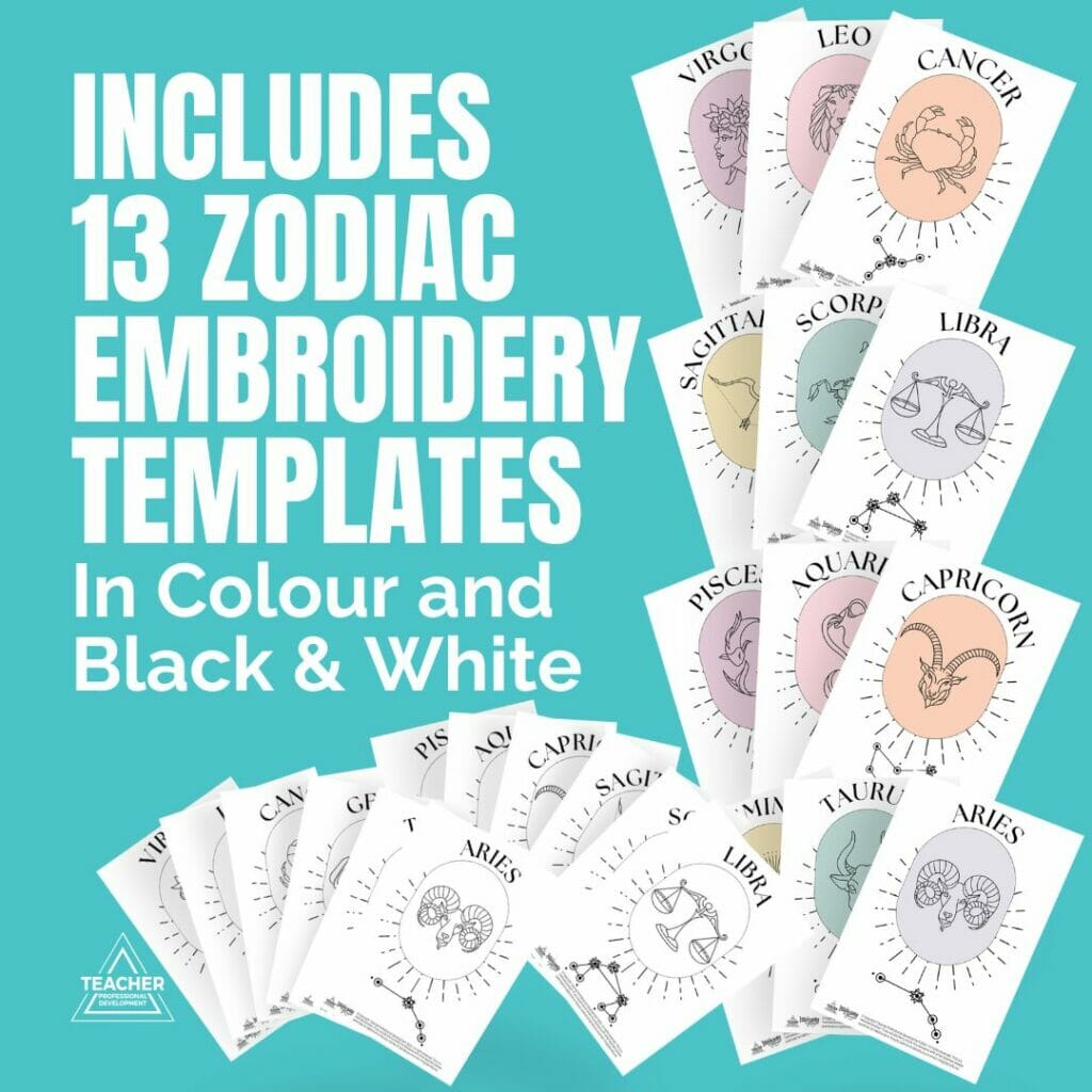 Zodiac Signs Embroidery Templates Teaching Resource - TPD