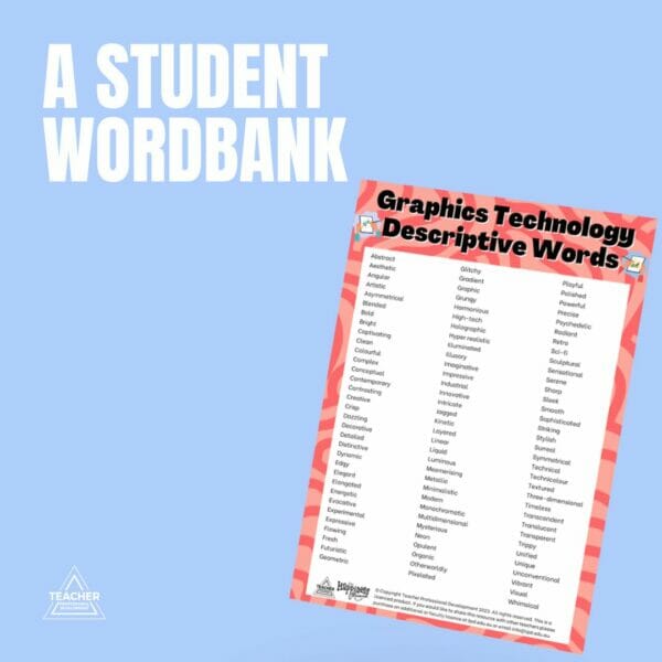 Graphics Technology Descriptive Word Wall Teaching Resource