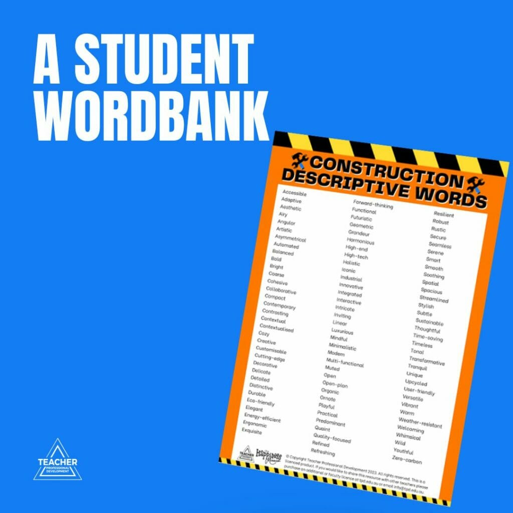 Construction Descriptive Word Wall Teaching Resource