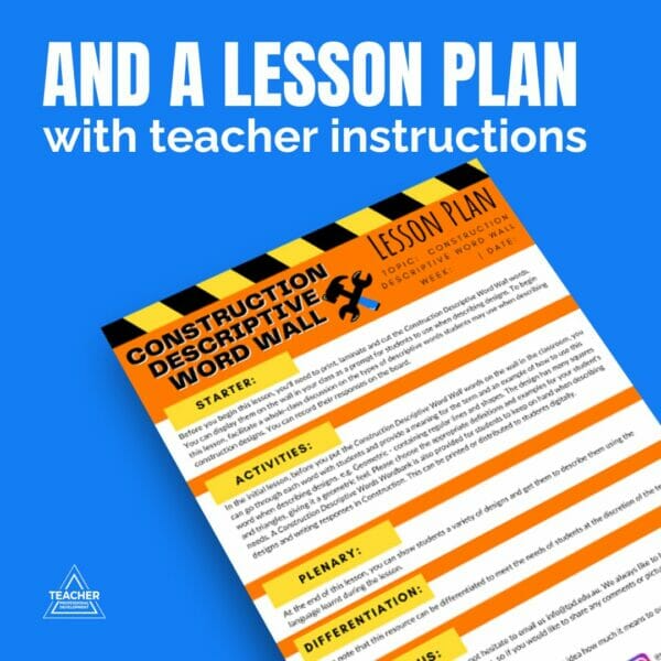 Construction Descriptive Word Wall Teaching Resource