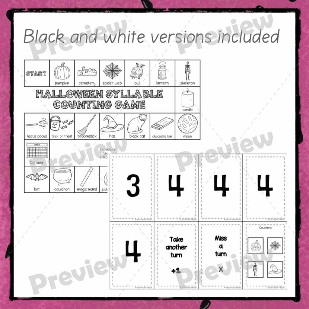 Halloween syllable counting game and sorting - phonological awareness ...