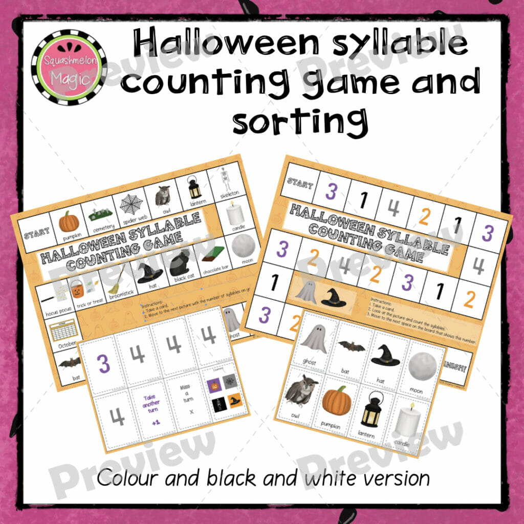 Halloween syllable counting game and sorting - phonological awareness ...