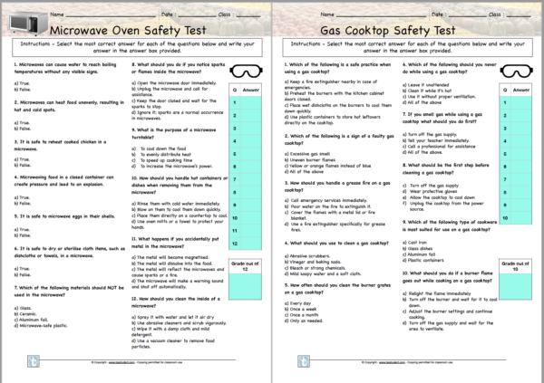Food Technology - Printable Safety Tests - Teacher Professional Development